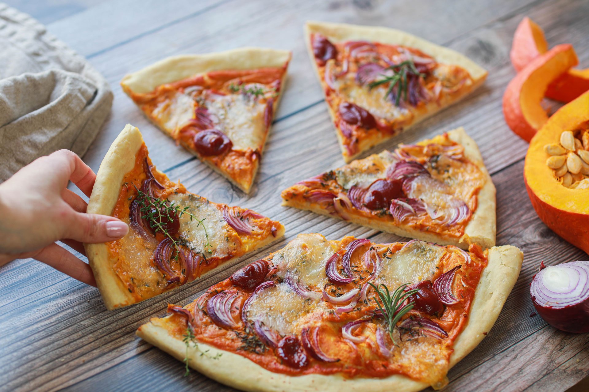 Pizza gourmande à la crème de potimarron - Recette bio