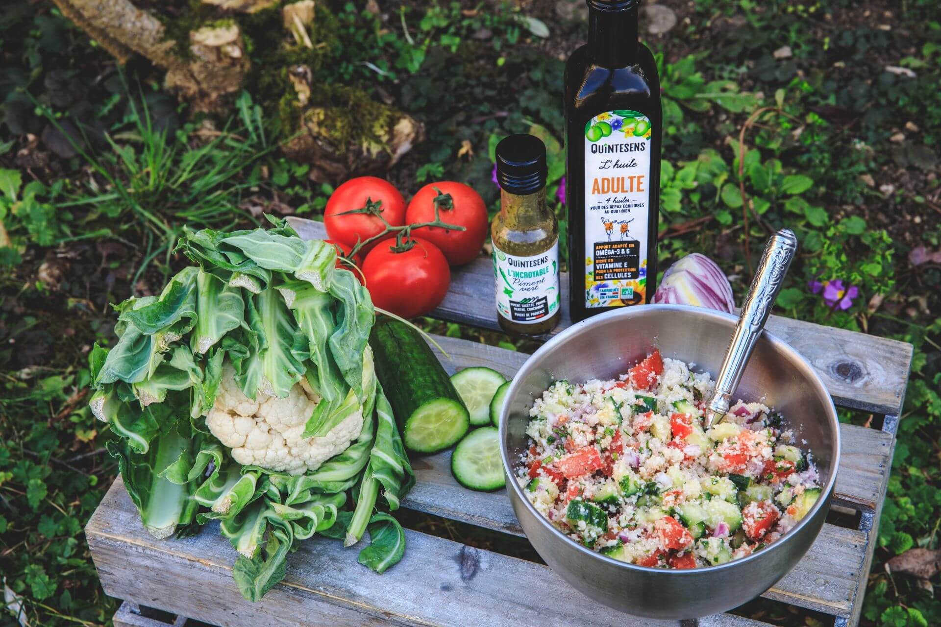 Recette de Taboulé de chou-fleur et sa sauce Piment vert - Quintesens